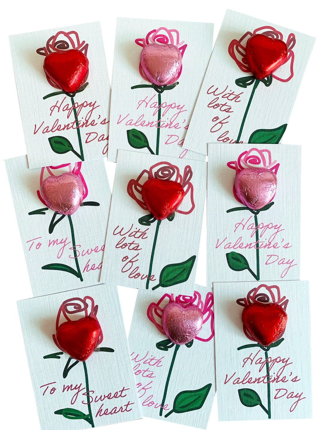 Tiny Treats! ‘rose Theme' Chocolate Token Cards. Ideal for Weddings Etc ...