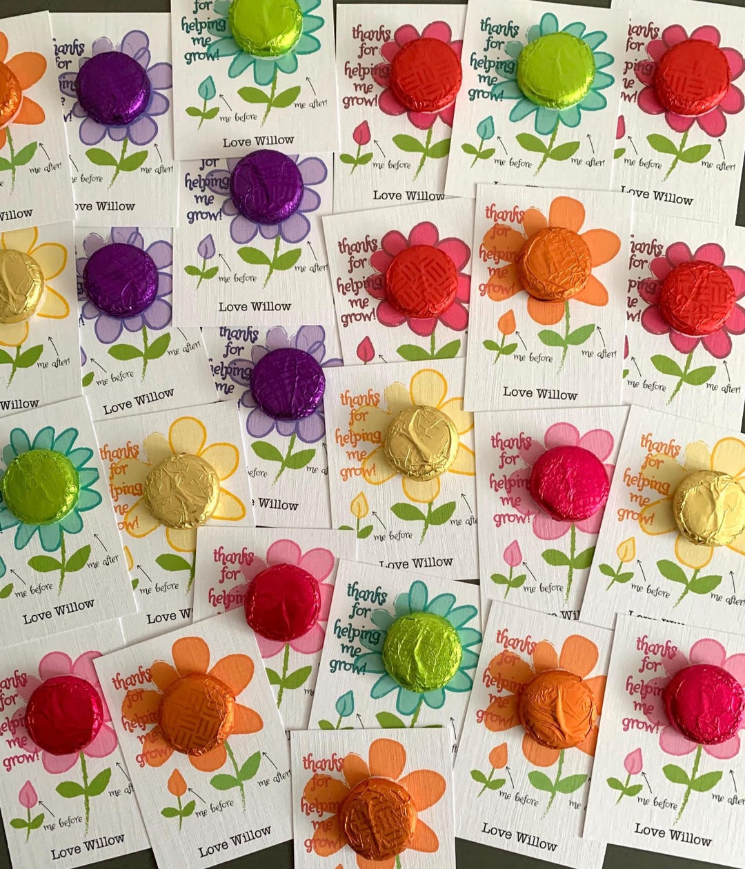 Tiny Treats! 'thank You Encouragement' Flower Theme Chocolate Token ...