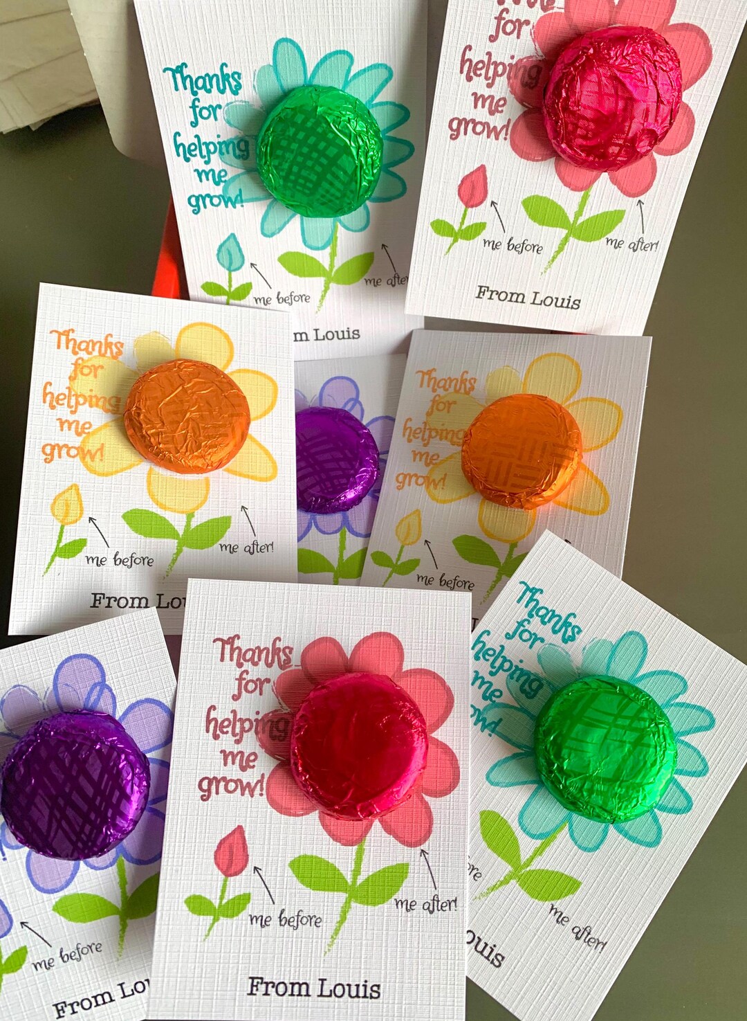 Tiny Treats! 'thank You Encouragement' Flower Theme Chocolate Token ...