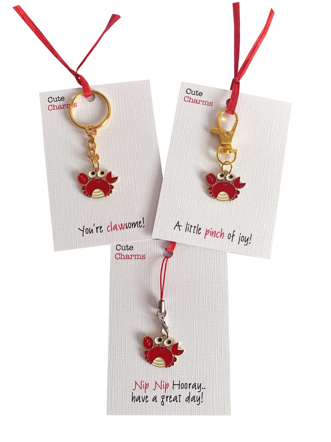 Cute Charms! Cute Handmade Enamel Crab Clasp/phone Charm/bookmark ...
