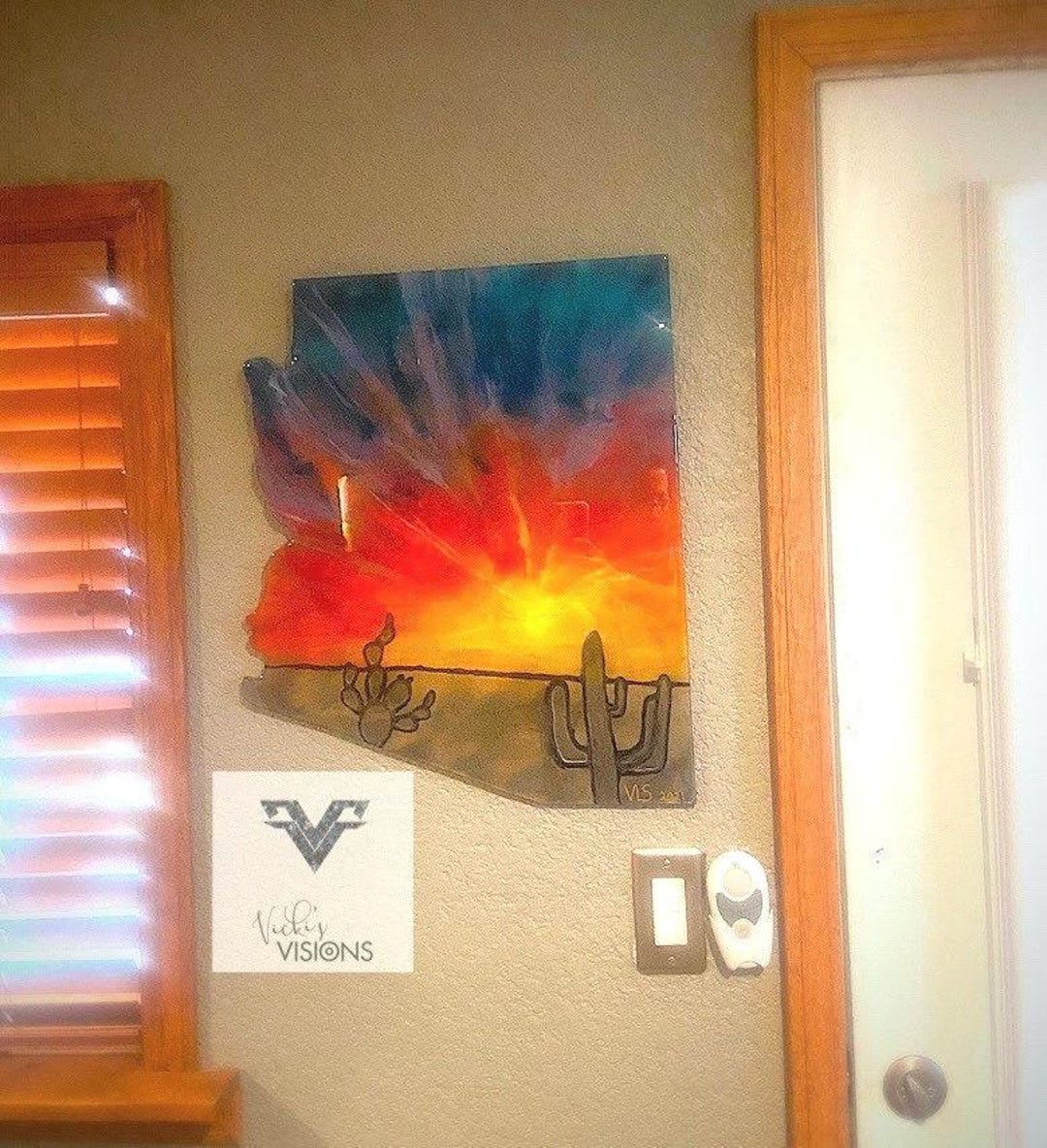 Arizona Sunset Resin Painting With Cacti / Arizona Layered Epoxy Resin ...