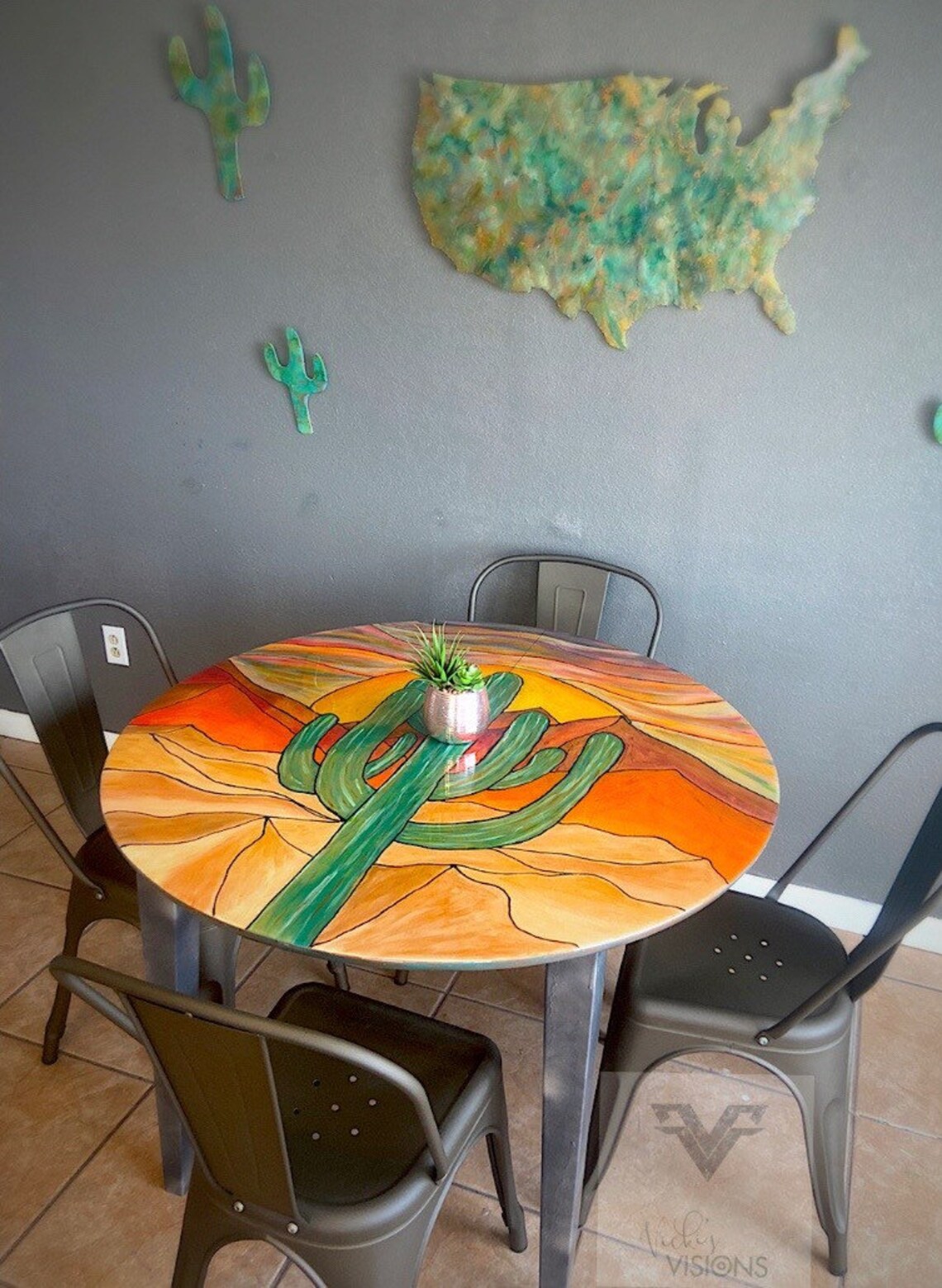 Colorful Wood Table / Arizona Sunset Table / Hand Painted - Etsy