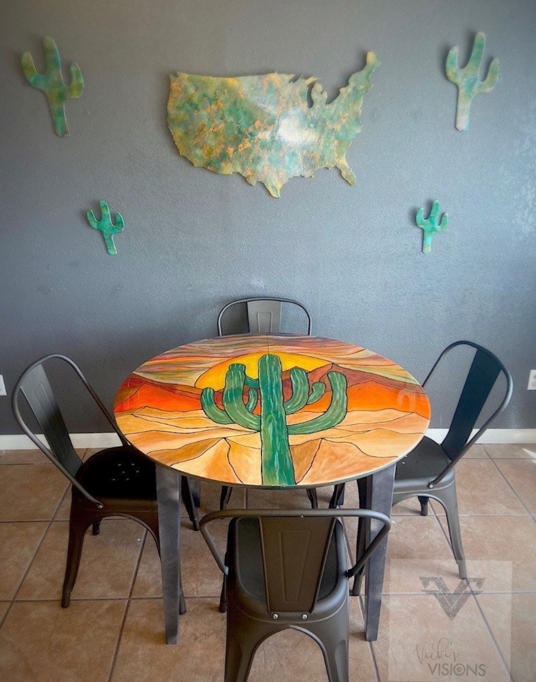 Colorful Wood Table / Arizona Sunset Table / Hand Painted - Etsy