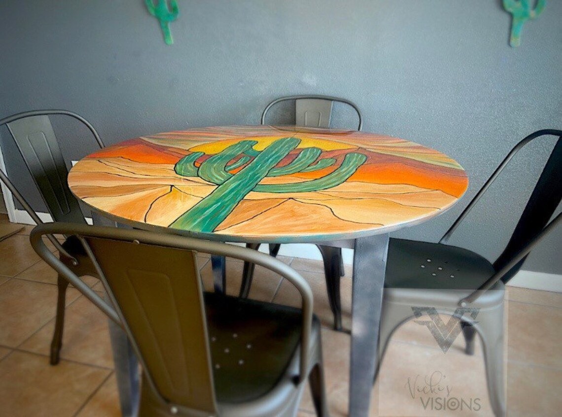 Colorful Wood Table / Arizona Sunset Table / Hand Painted - Etsy