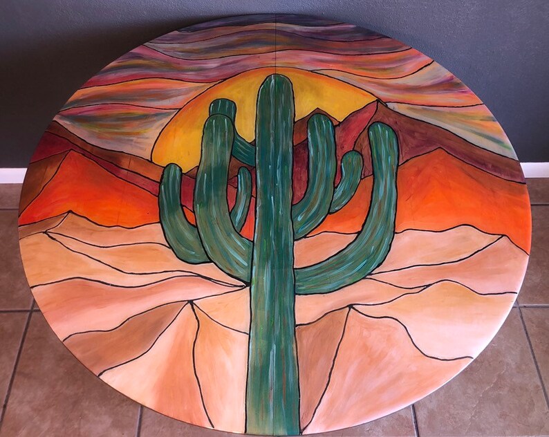 Colorful Wood Table / Arizona Sunset Table / Hand Painted | Etsy