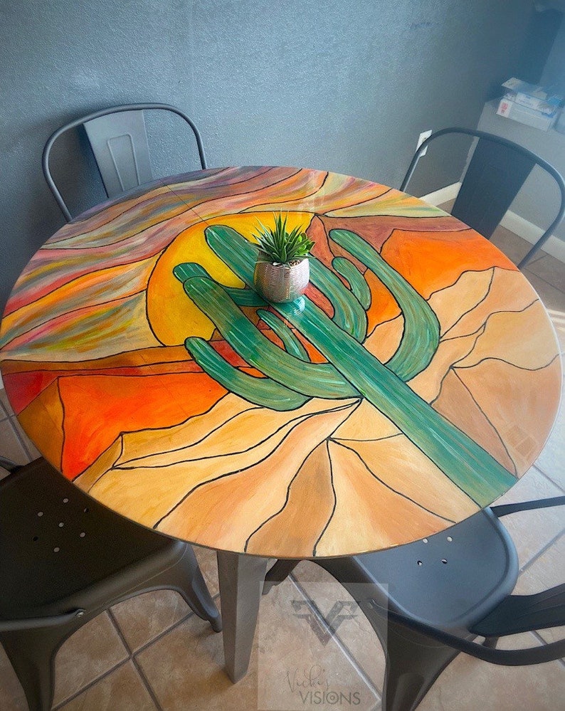 Colorful Wood Table / Arizona Sunset Table / Hand Painted - Etsy