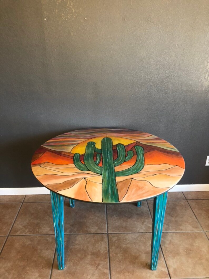 Colorful Wood Table / Arizona Sunset Table / Hand Painted | Etsy