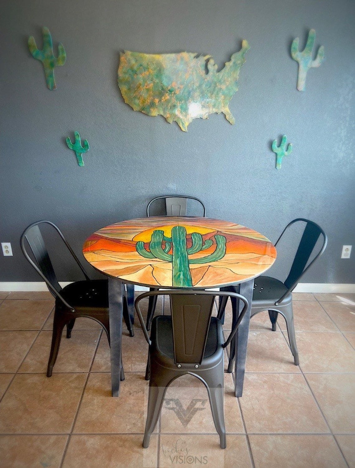 Colorful Wood Table / Arizona Sunset Table / Hand Painted - Etsy