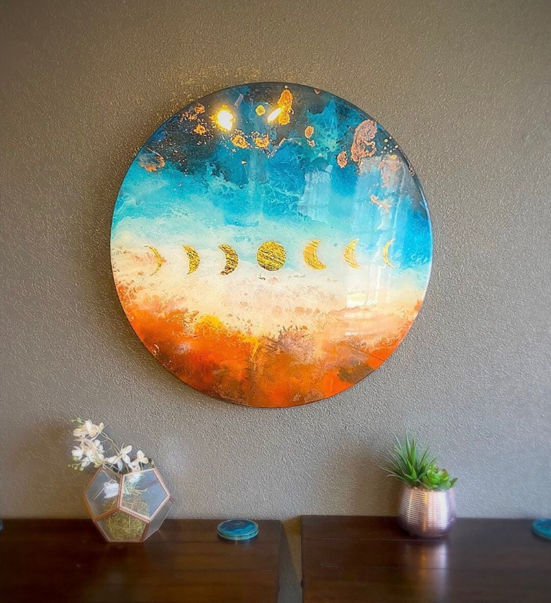Lunar Cycle Resin Art / Celctic / Lunar Eclipse Art / Sacred Moon ...