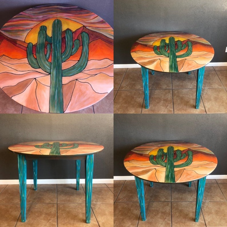 Colorful Wood Table / Arizona Sunset Table / Hand Painted | Etsy
