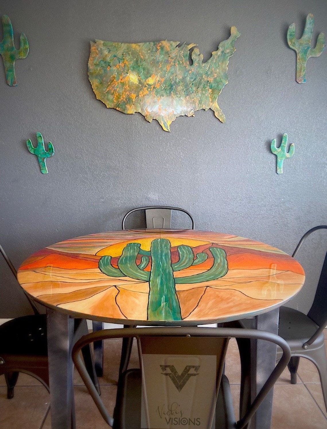Colorful Wood Table / Arizona Sunset Table / Hand Painted - Etsy