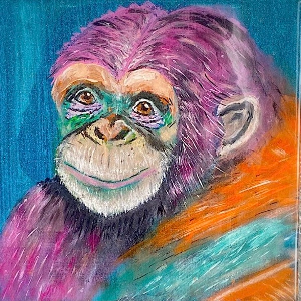 Chimpanzee Painting - Etsy