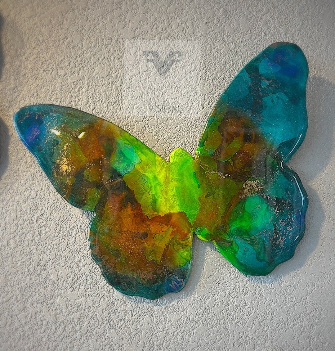 Alcohol Ink Butterfly Wall Art, Epoxy Resin Finish (12x10 In.) - Etsy