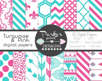 Turquoise and Pink | Etsy