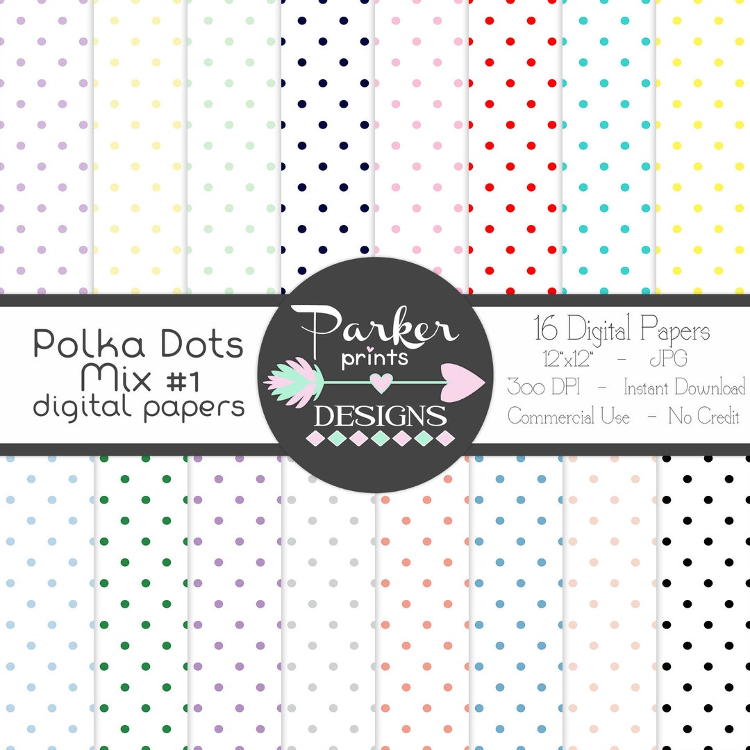 Small Polka Dots Digital Paper Comes in Red Yellow Blue - Etsy