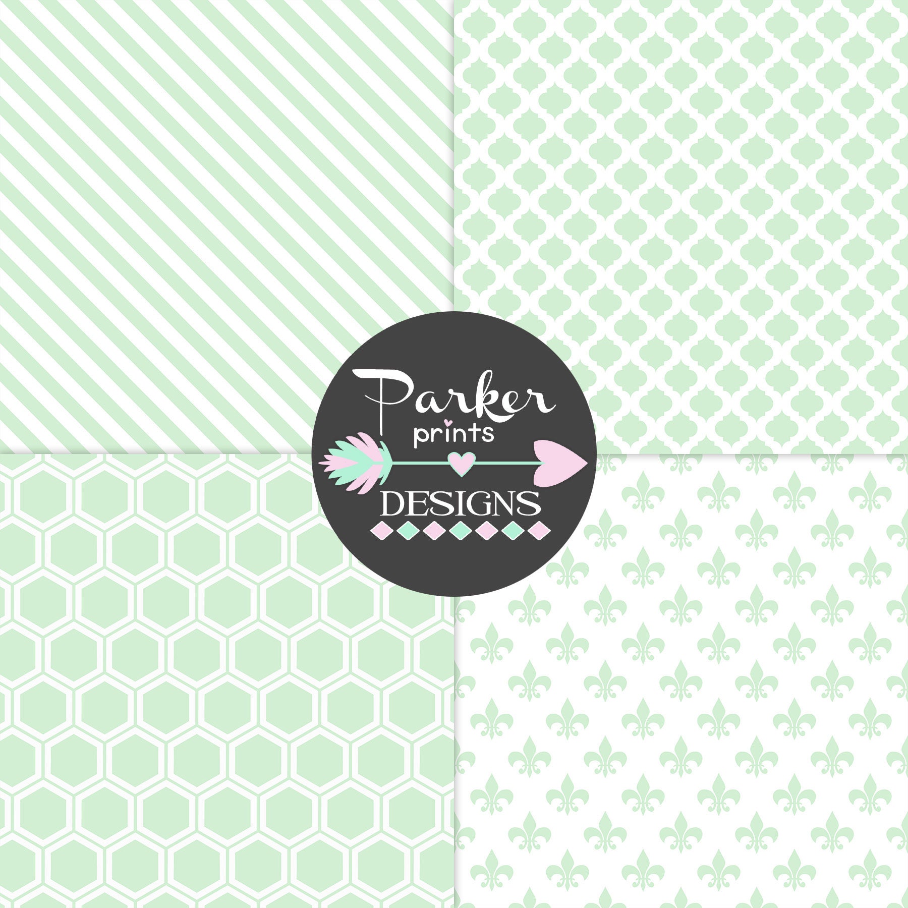 Mint Digital Paper Pack Mint Digital Papers Light Green - Etsy