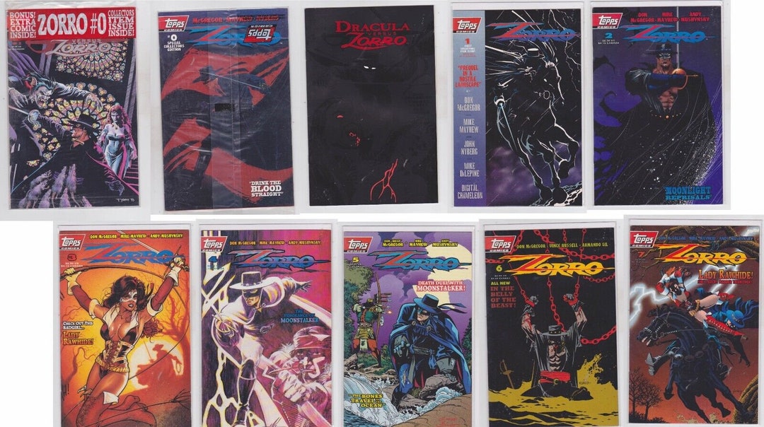 ZORRO 0 1 2 3 4 5 6 7 Dracula Vs Zorro 1-2 Topps Comic Book 1st Lady ...
