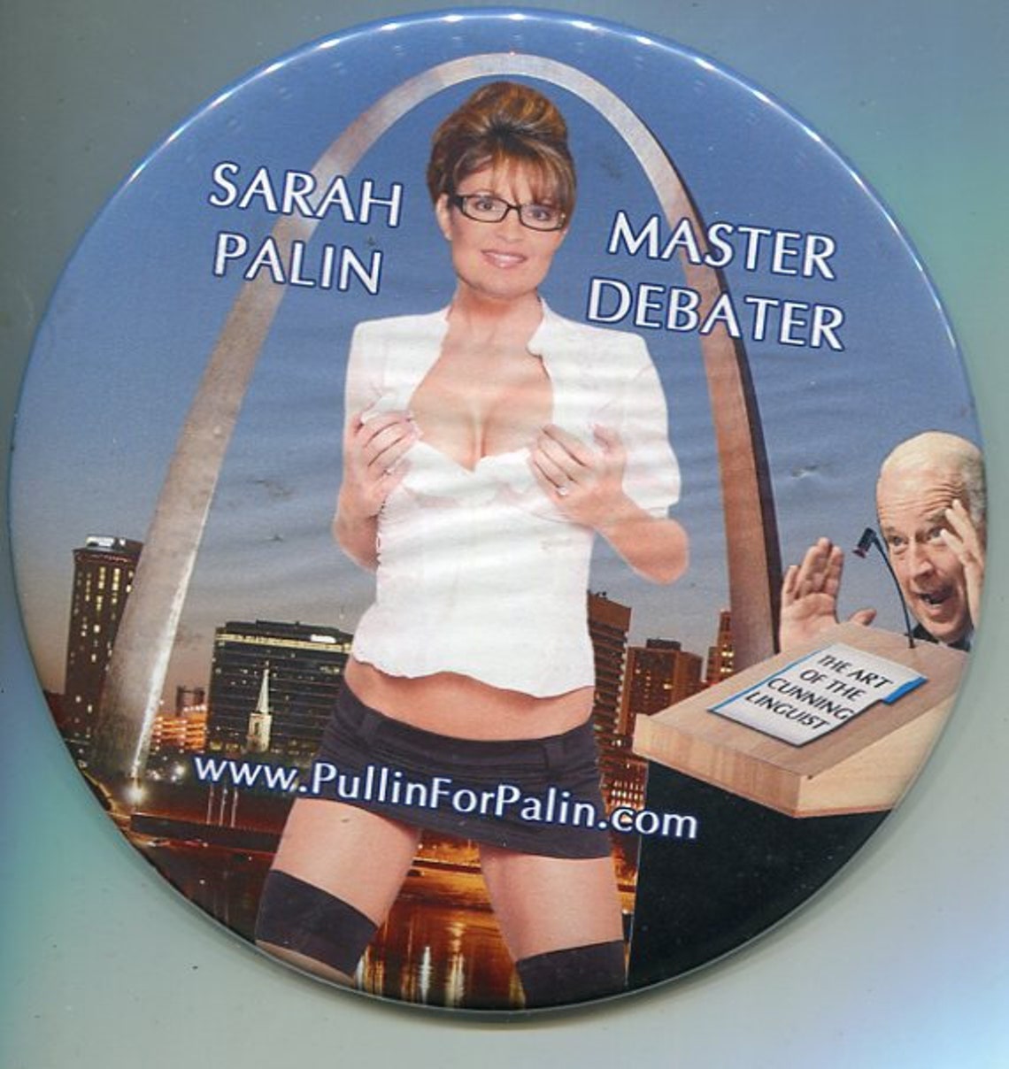 Sarah Palin Pin Master Debater 6 Inch Dia Etsy