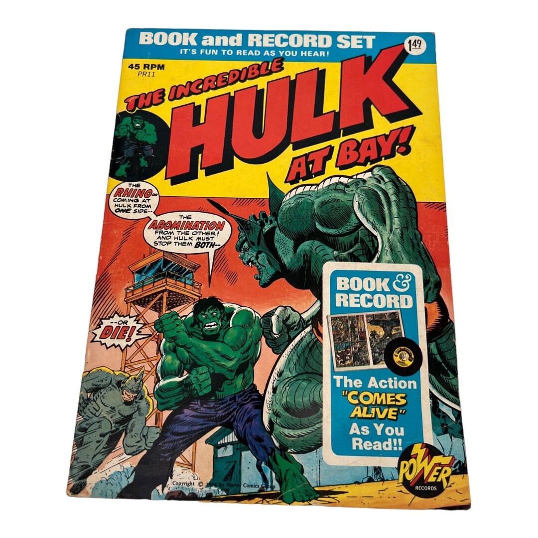 HULK 1974 Book and Record Set - the Incredible Hulk at Bay 45 RPM PR11 ...