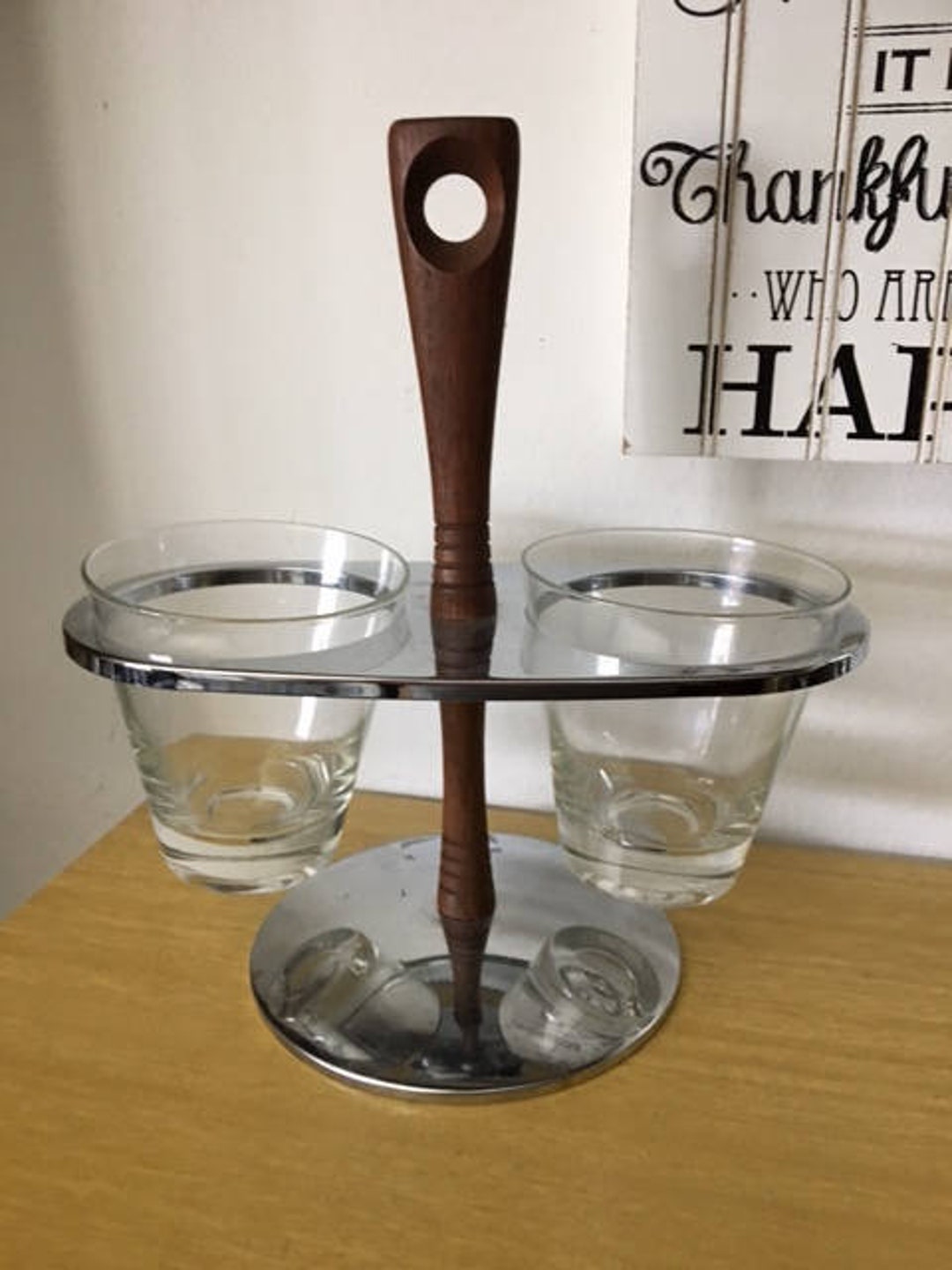 Mid Century Modern Condiment Stand, Lazy Susan Condiment Set, Solid ...