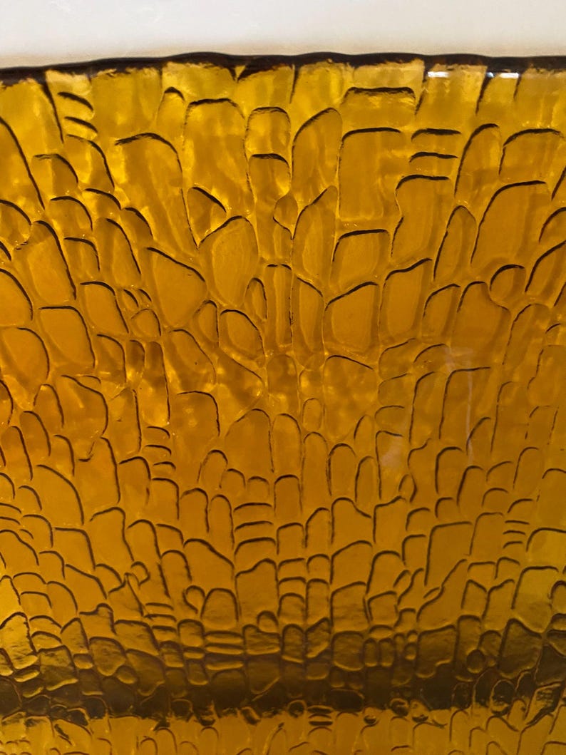 Blenko Vintage Amber Gold Pebble Bubble Glass Square Textured Embossed ...