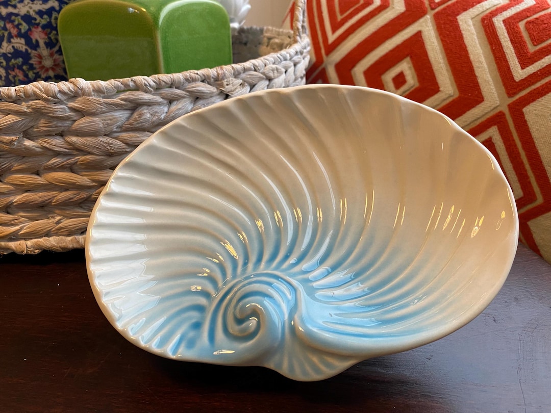 Vintage Olfaire Majolica Clam Shell Plate Pottery Made in Portugal ...