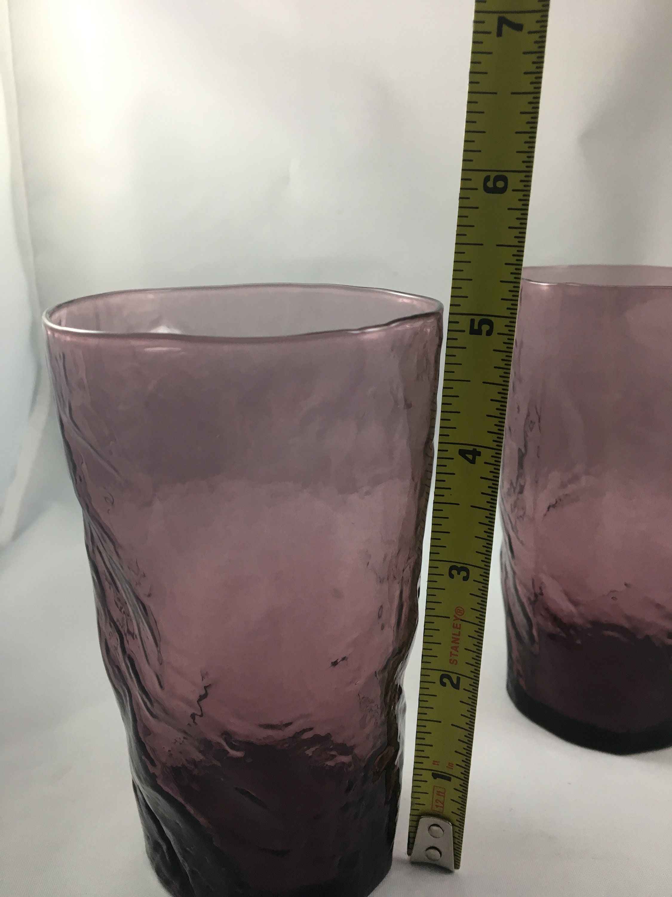 Vintage Morgantown Glass Crinkle Flat Iced Tea Tumblers Purple Amethyst ...