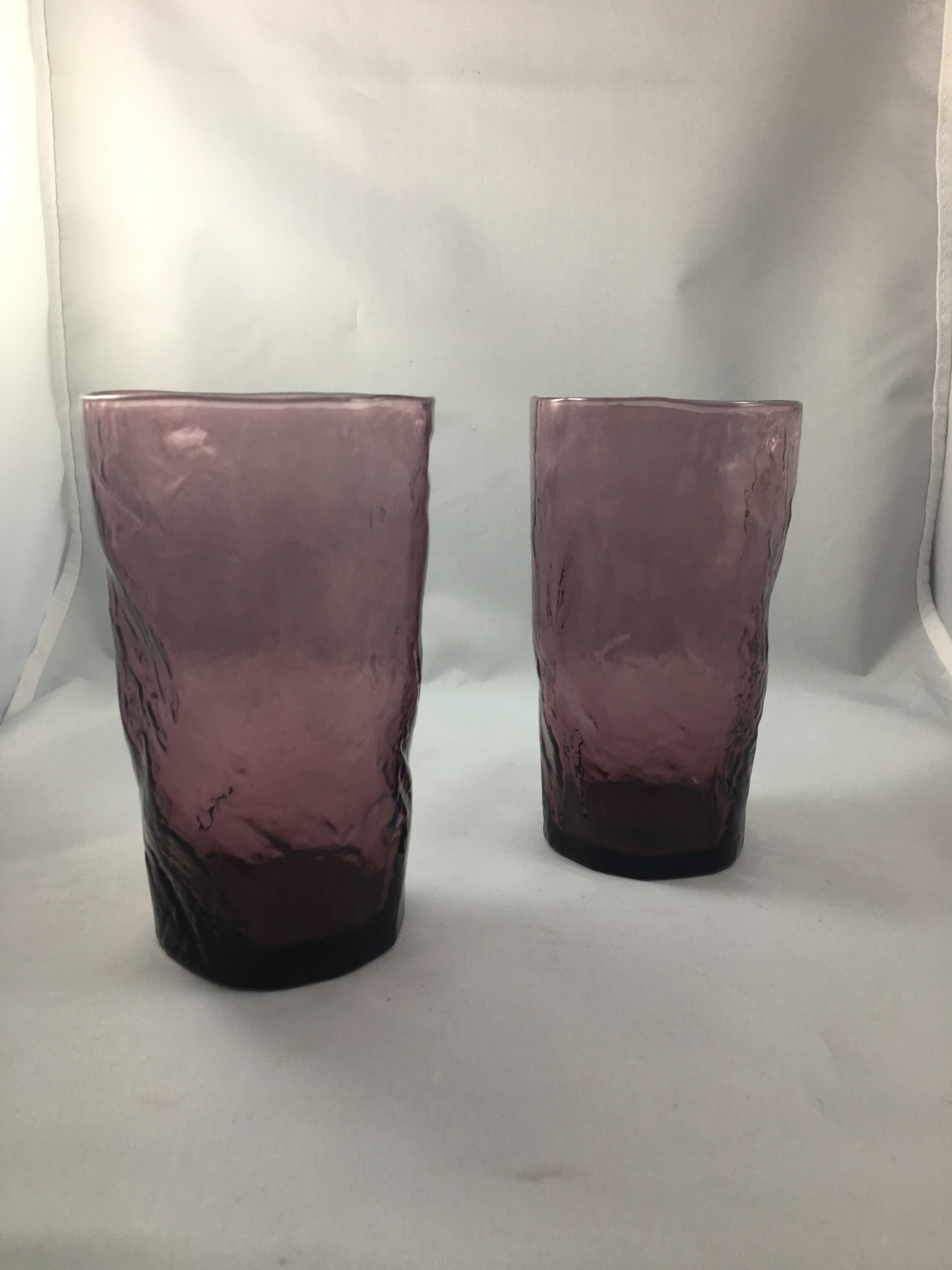 Vintage Morgantown Glass Crinkle Flat Iced Tea Tumblers Purple Amethyst ...