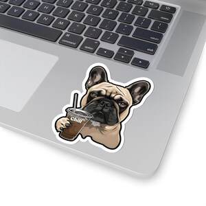 French Bulldog Iced Coffee Kiss-cut Sticker - Etsy