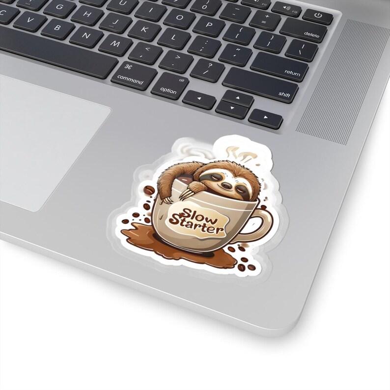 Coffee Sloth Vinyl Sticker, Glossy Finish - Etsy