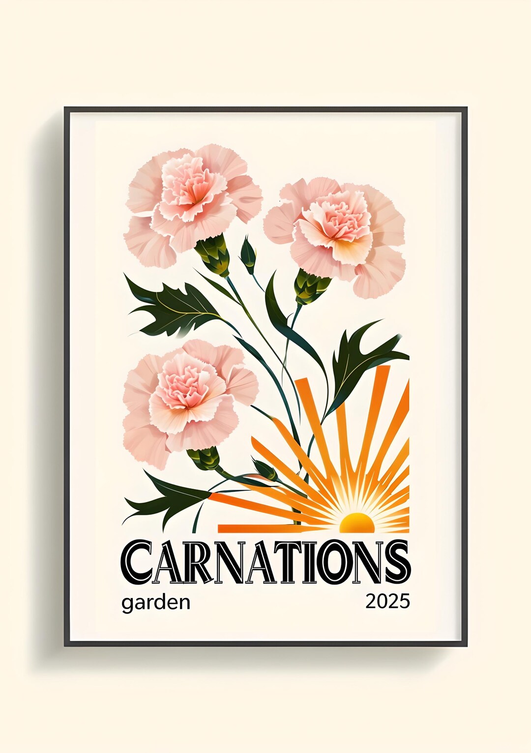 Flower Market Poster, Carnation Art Print, Pink Carnation Photo ...