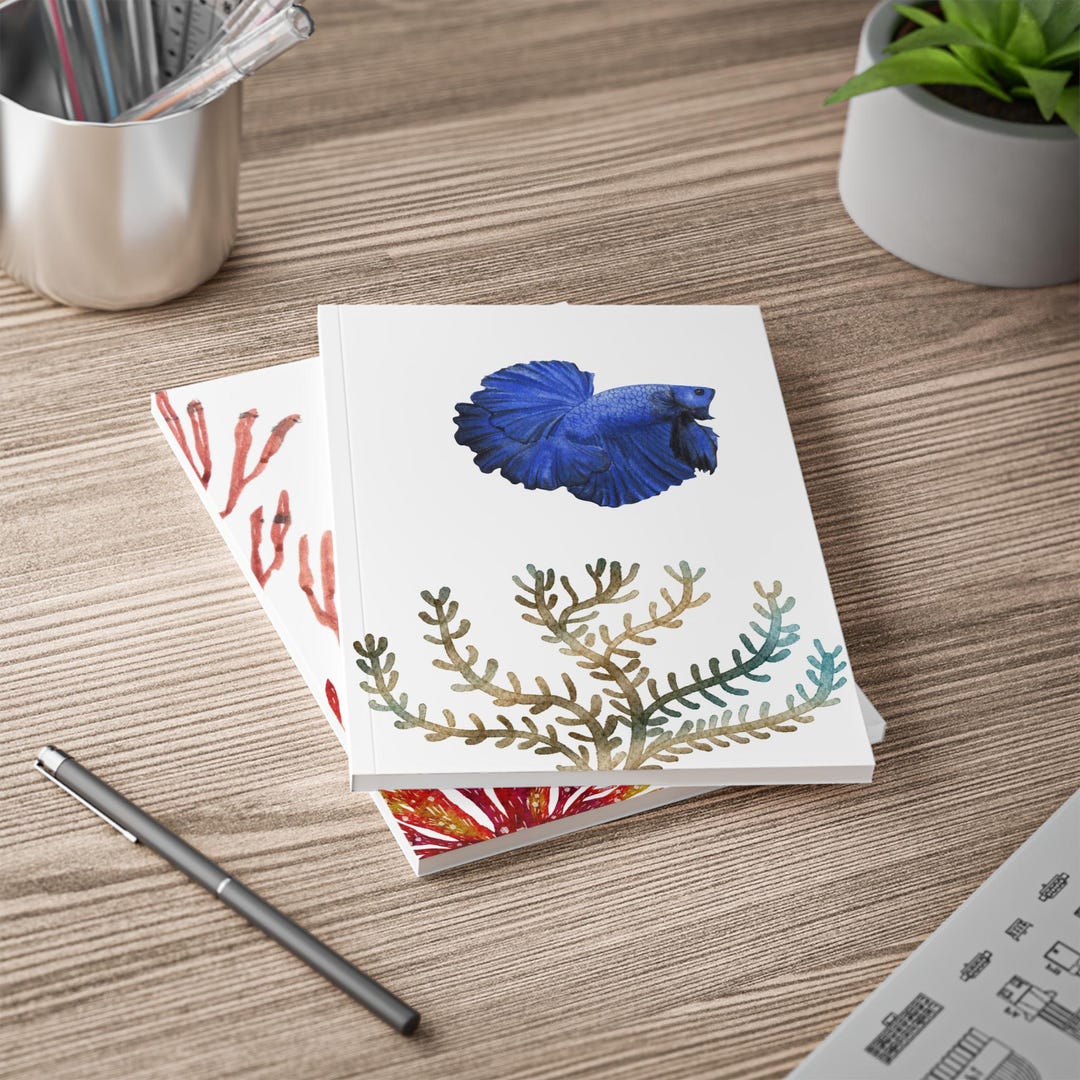 Blue Betta Fish Notebook: A5 Lined Journal, Softcover - Etsy