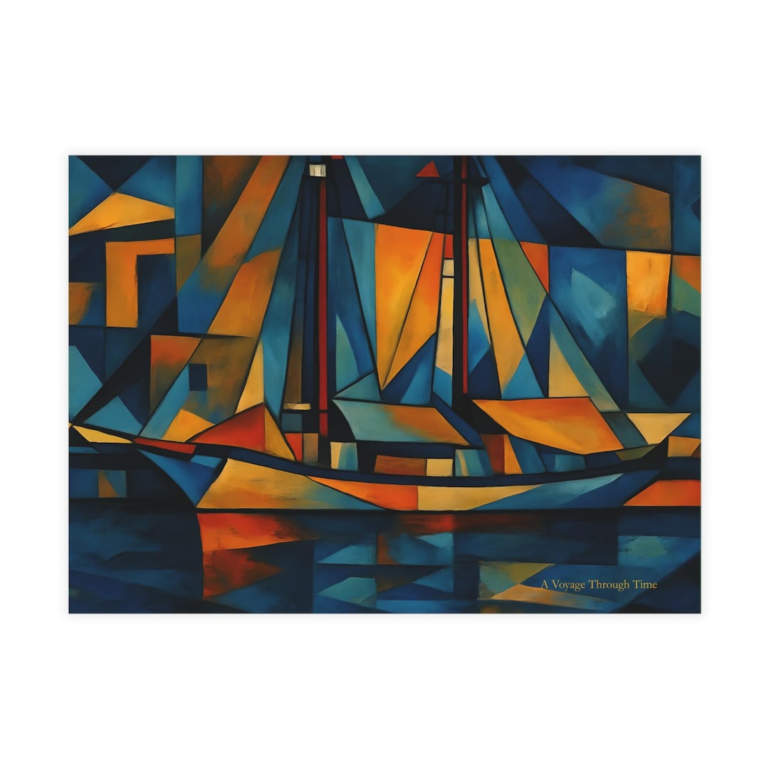 Cubist Sailboat Art Postcard Set: Coastal Decor, Envelopes Included - Etsy