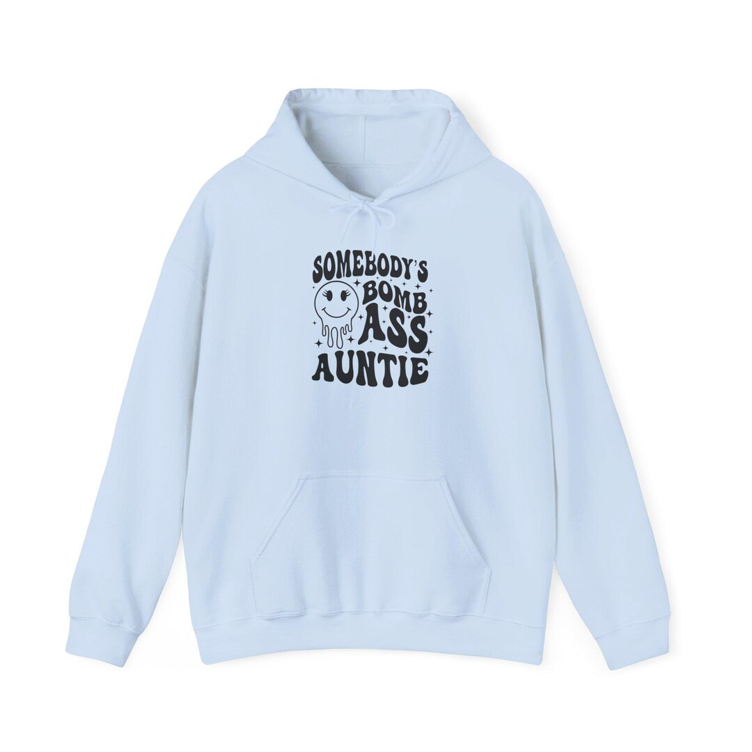 Cheeky Proud Auntie Smiley Hoodie | Hand-drawn Lettering, Cozy Pullover ...