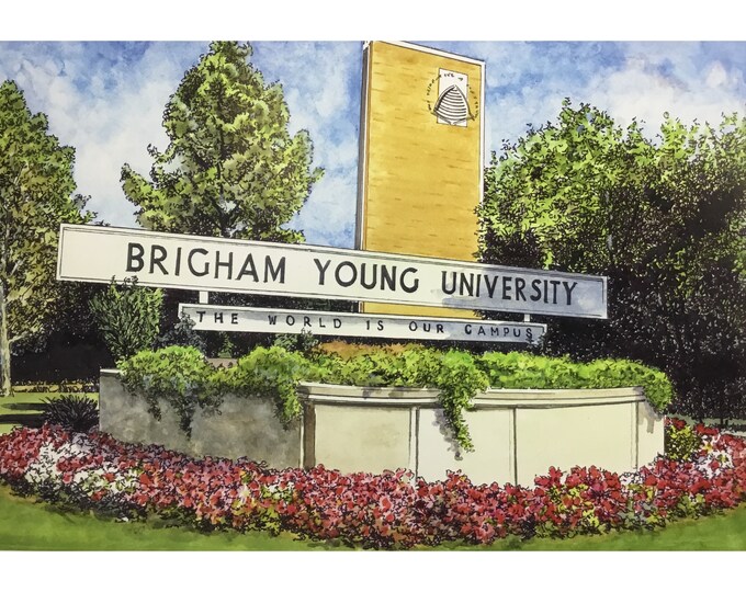 Brigham Young University LIMITED EDITION Pen and Ink and Watercolor Art ...