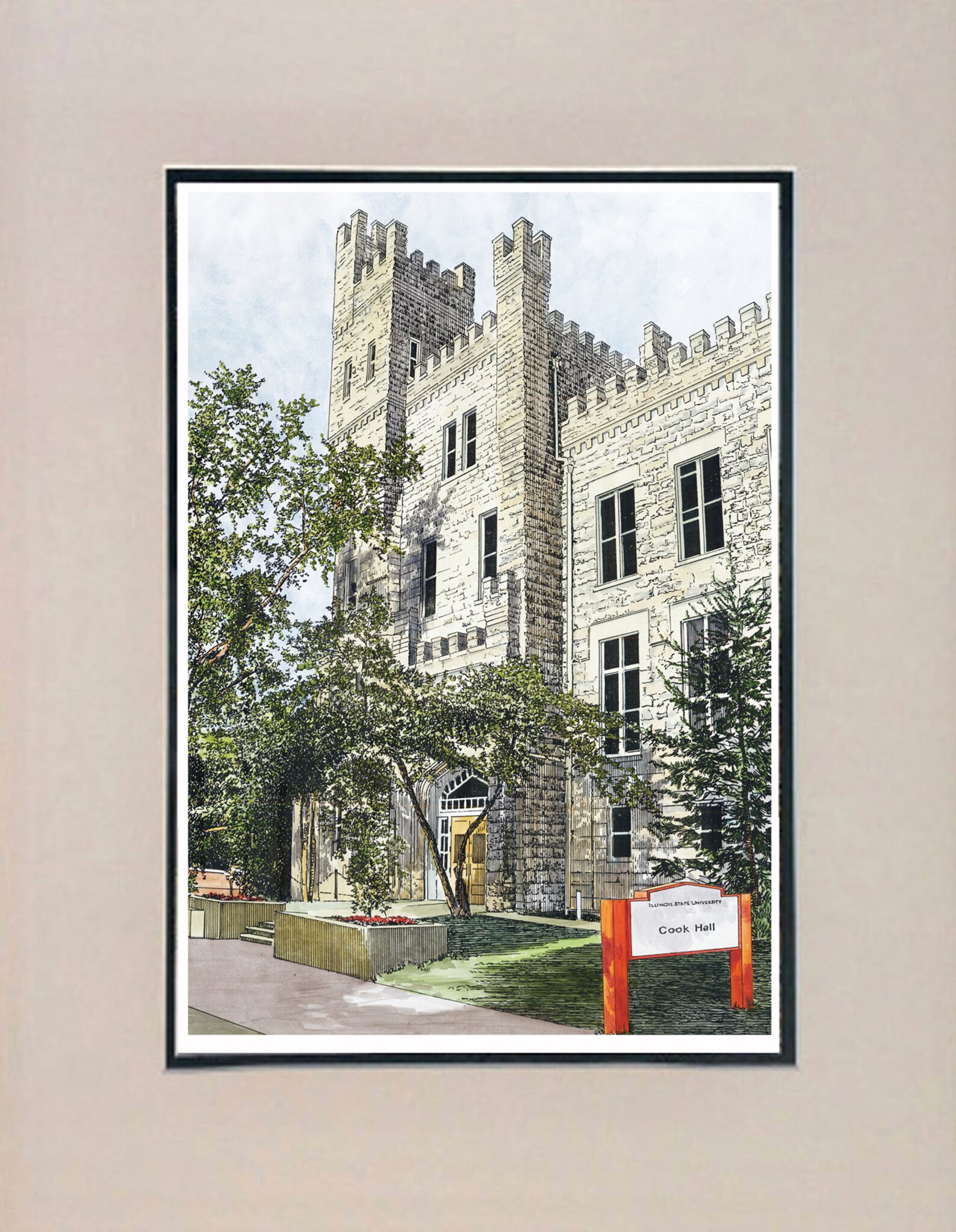 Illinois State University Cook Hall LIMITED EDITION Pen and - Etsy