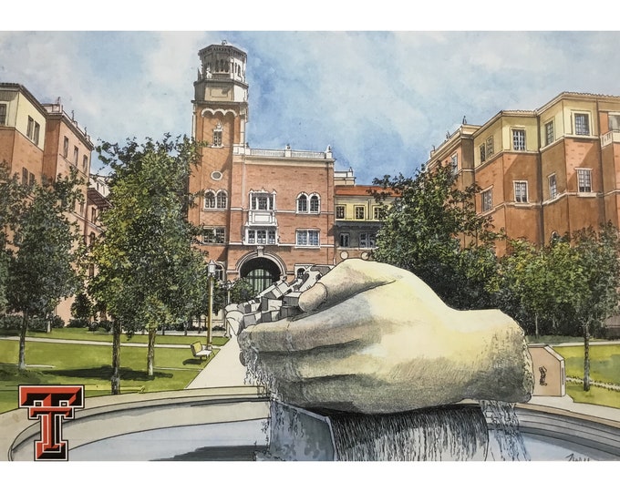 Texas Tech University LIMITED EDITION Pen and Ink and Watercolor Art ...