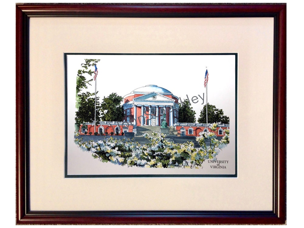 University of Virginia LIMITED EDITION Pen and Ink Watercolor - Etsy