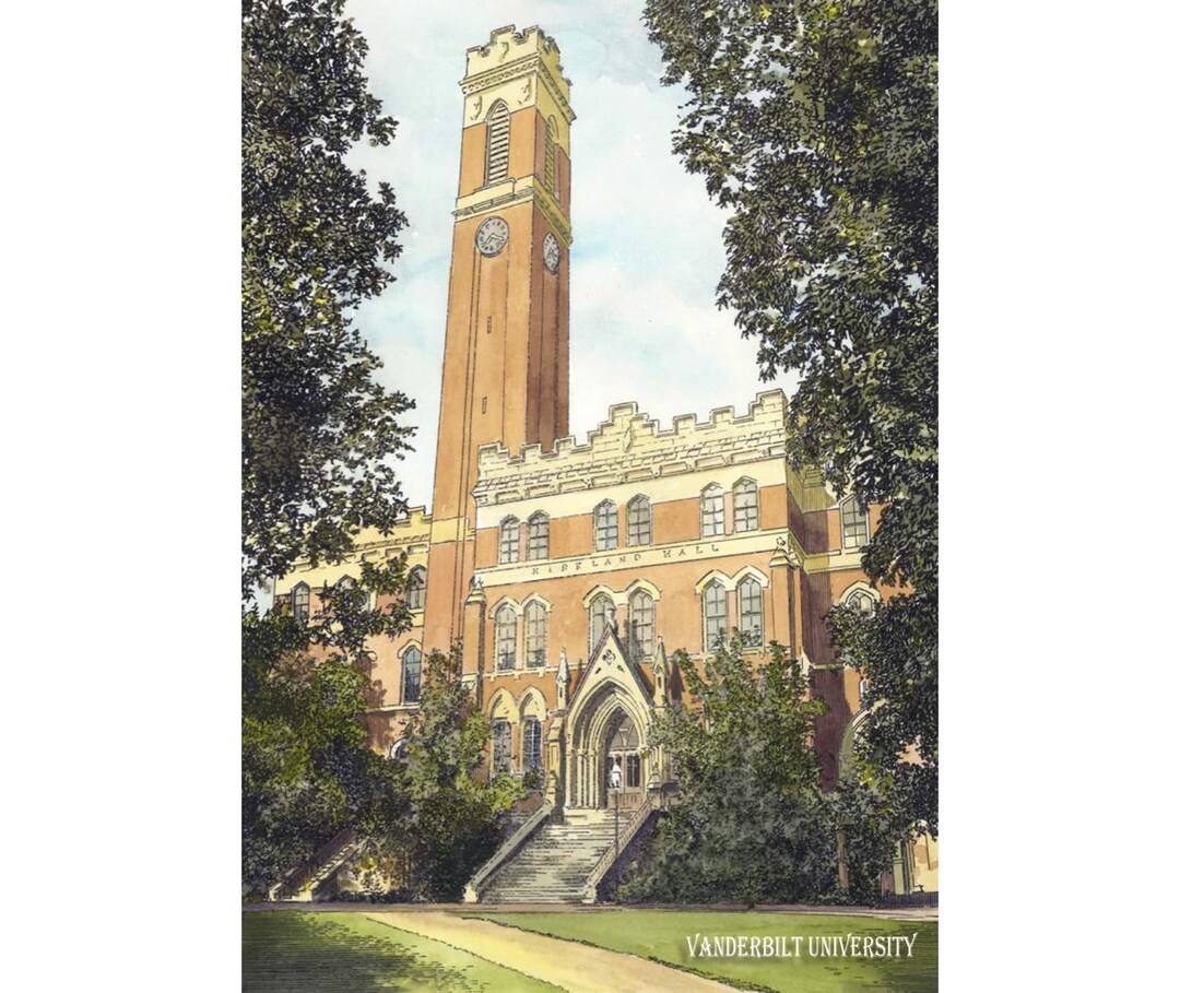 Vanderbilt University LIMITED EDITION Pen and Ink and Watercolor Art ...