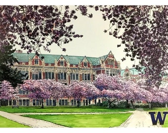 PRINT Drawing of Husky Stadium Washington Huskies UW Football - Etsy