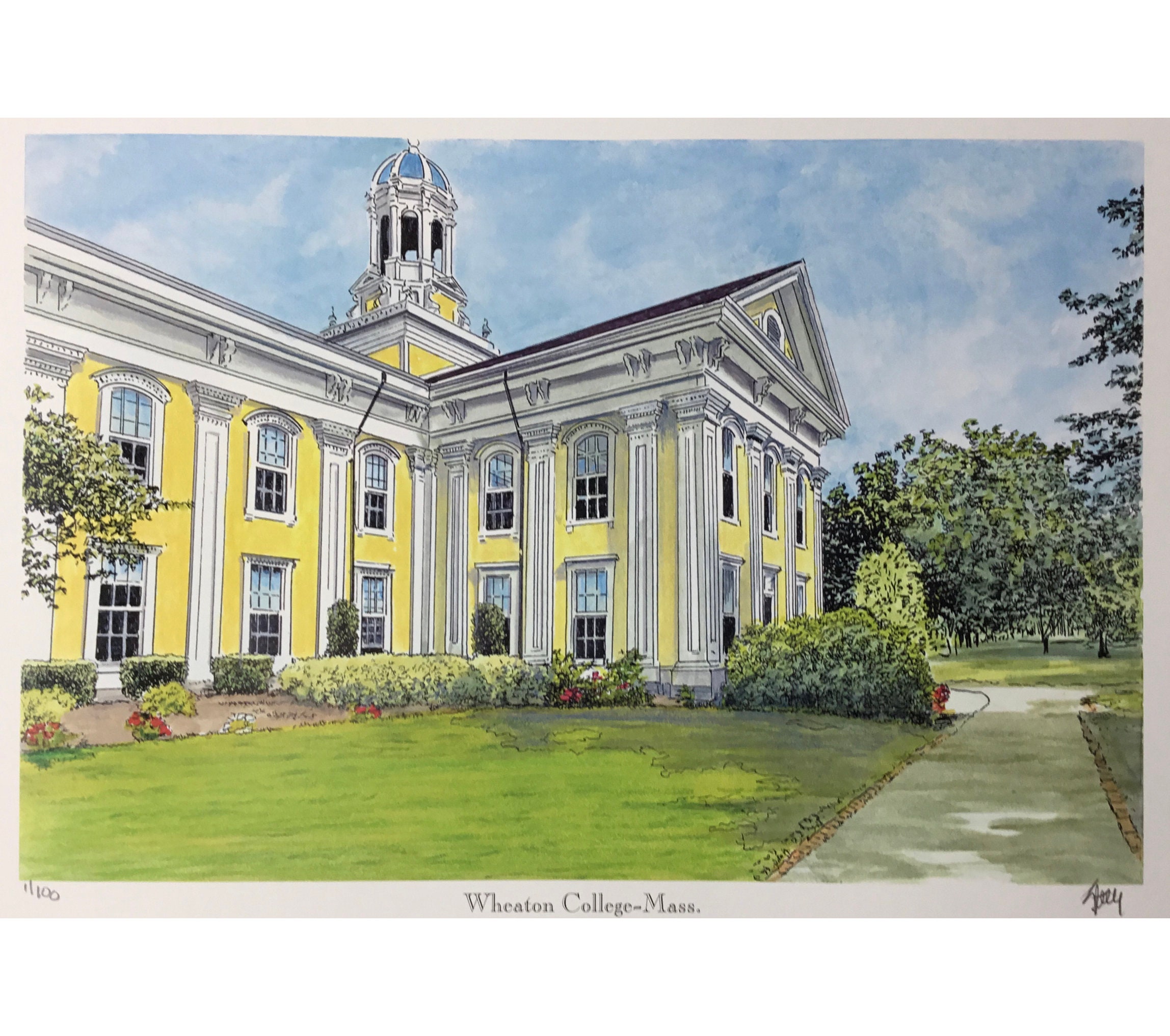 Wheaton College Mass LIMITED EDITION Pen and Ink and | Etsy