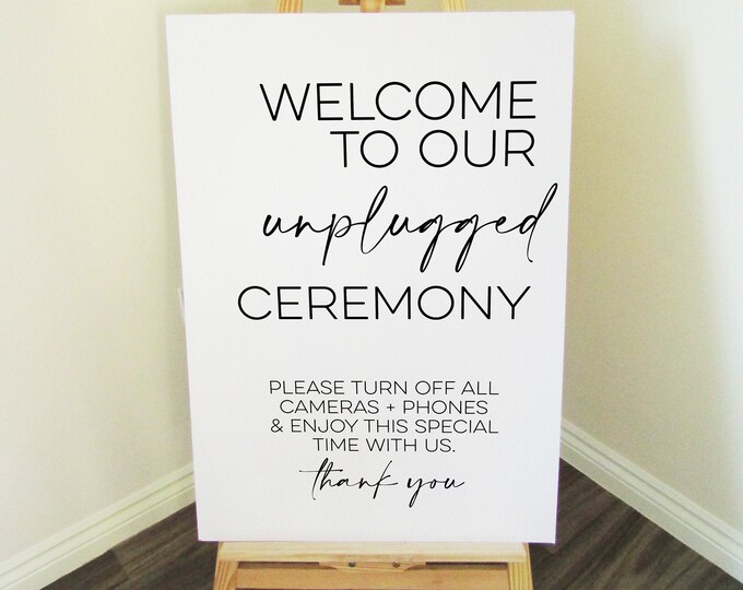 Vinyl Decal Unplugged Ceremony Minimal Wedding Welcome Sign // A3/A2 ...