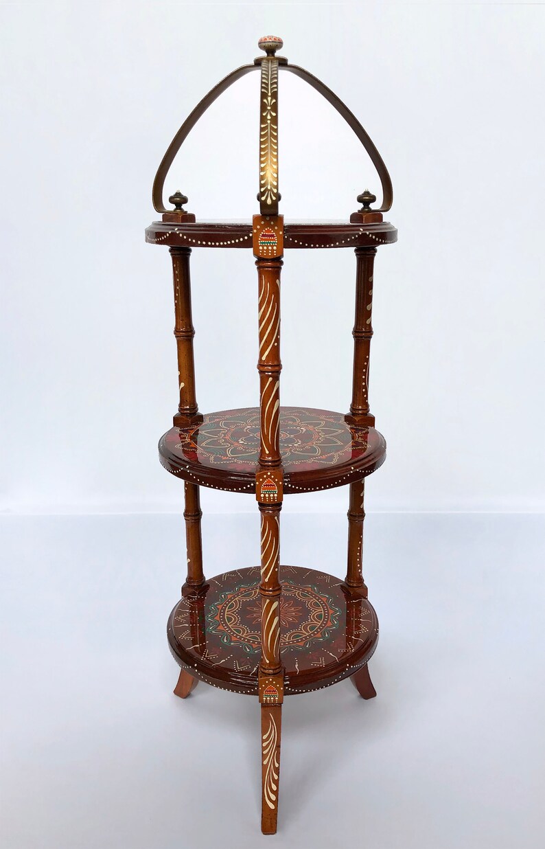 Three-tier Multifunctional Table With Brass Detail - Etsy