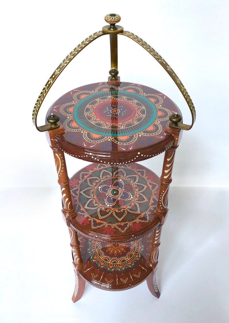 Three-tier Multifunctional Table With Brass Detail - Etsy