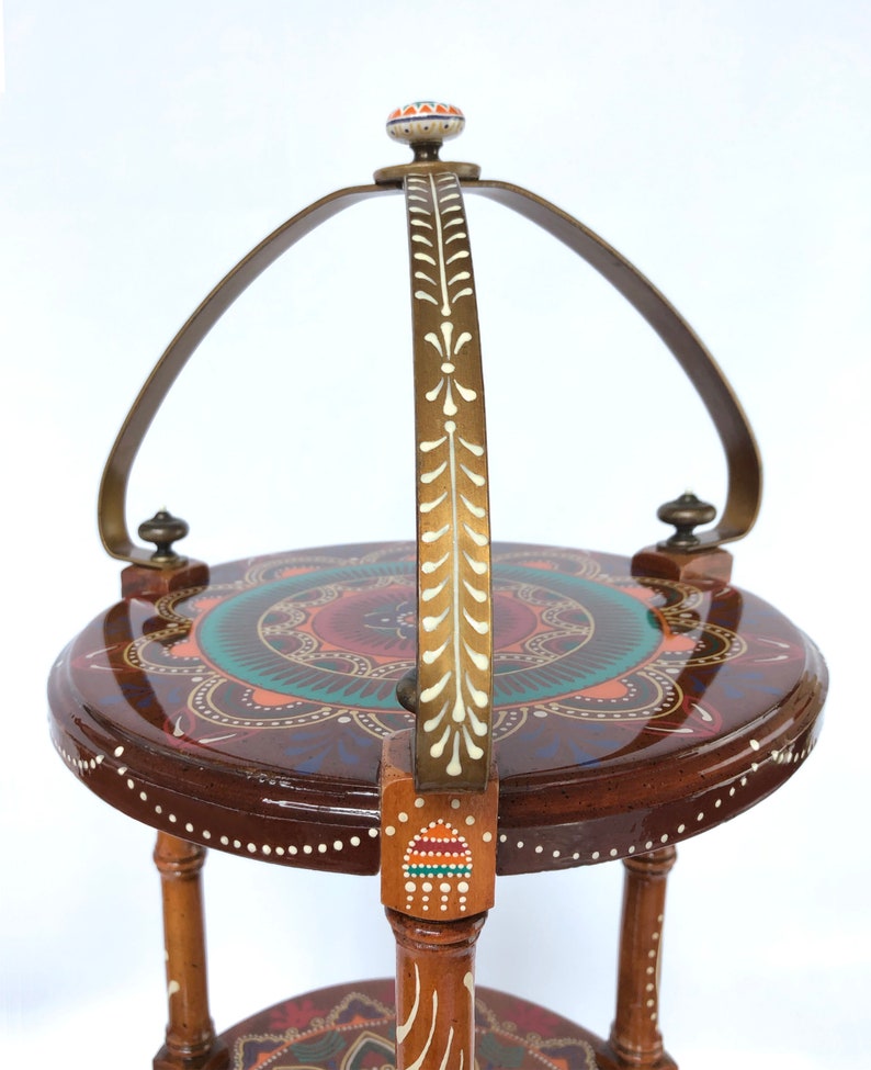 Three-tier Multifunctional Table With Brass Detail - Etsy