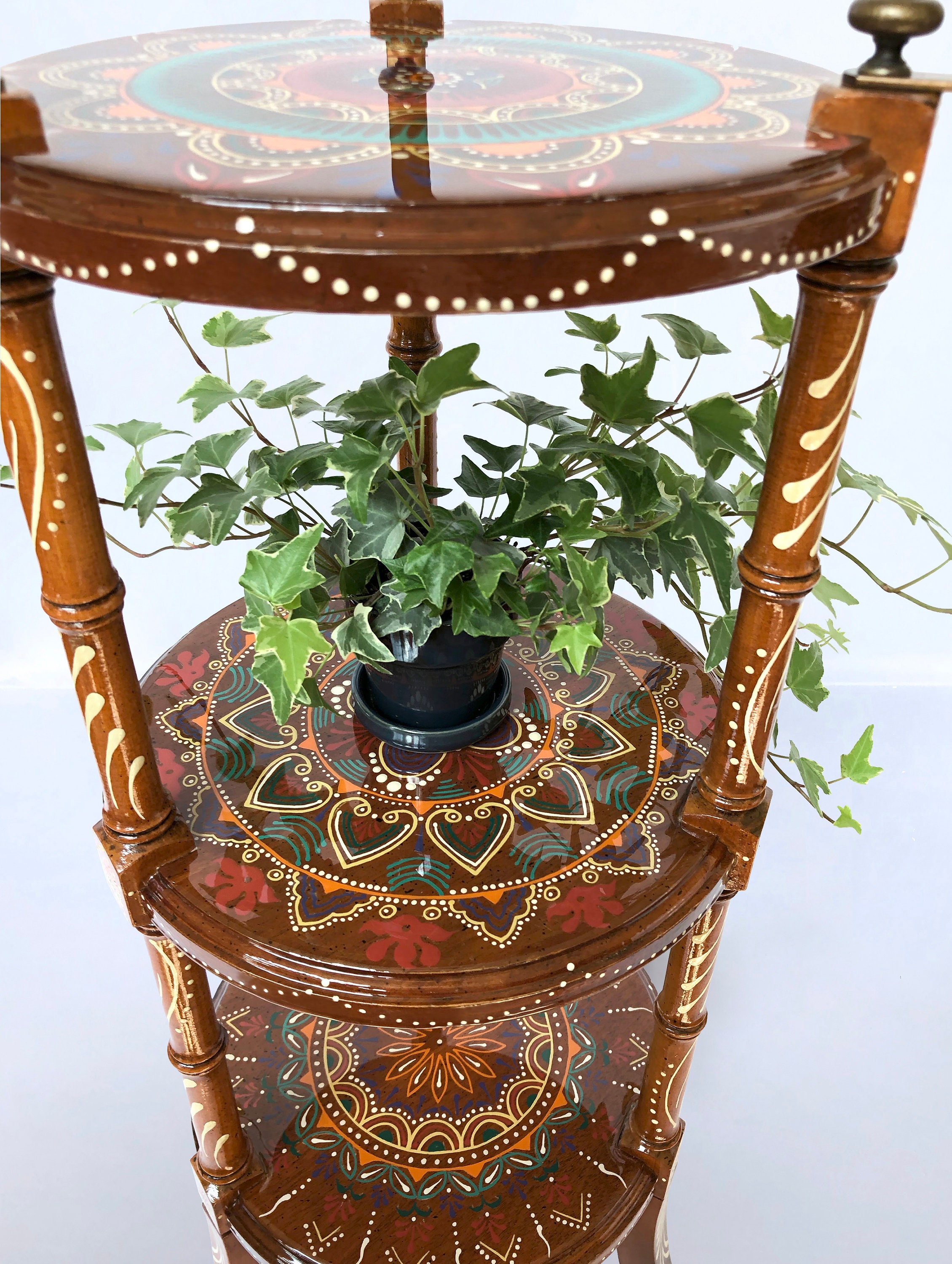Three-tier Multifunctional Table With Brass Detail - Etsy