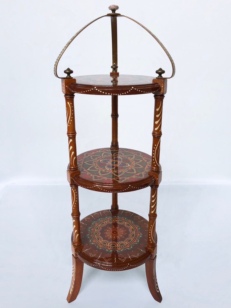 Three-tier Multifunctional Table With Brass Detail - Etsy