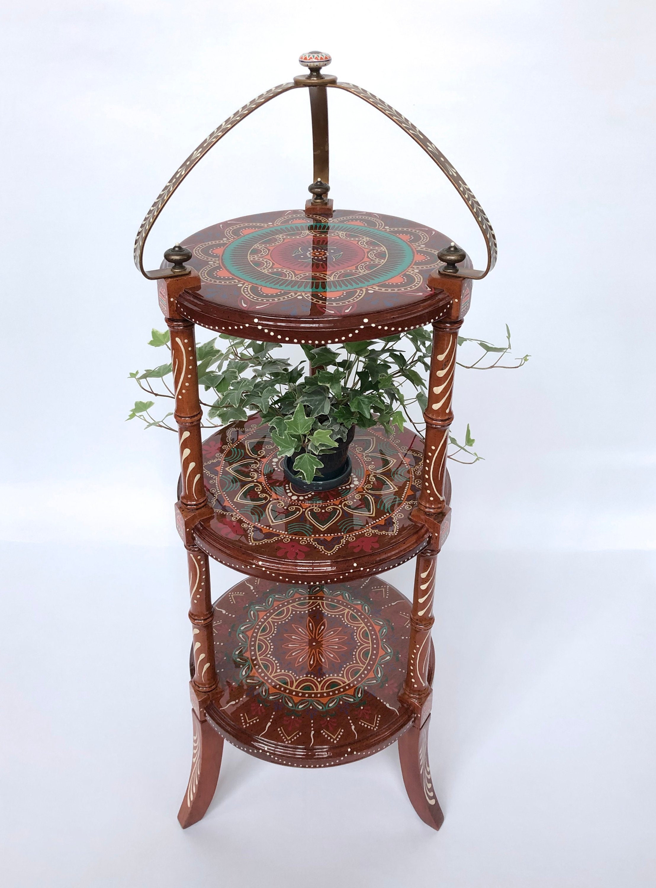 Three-tier Multifunctional Table With Brass Detail - Etsy