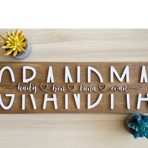 3D Personalized Grandma Sign With Children Name Personalized - Etsy