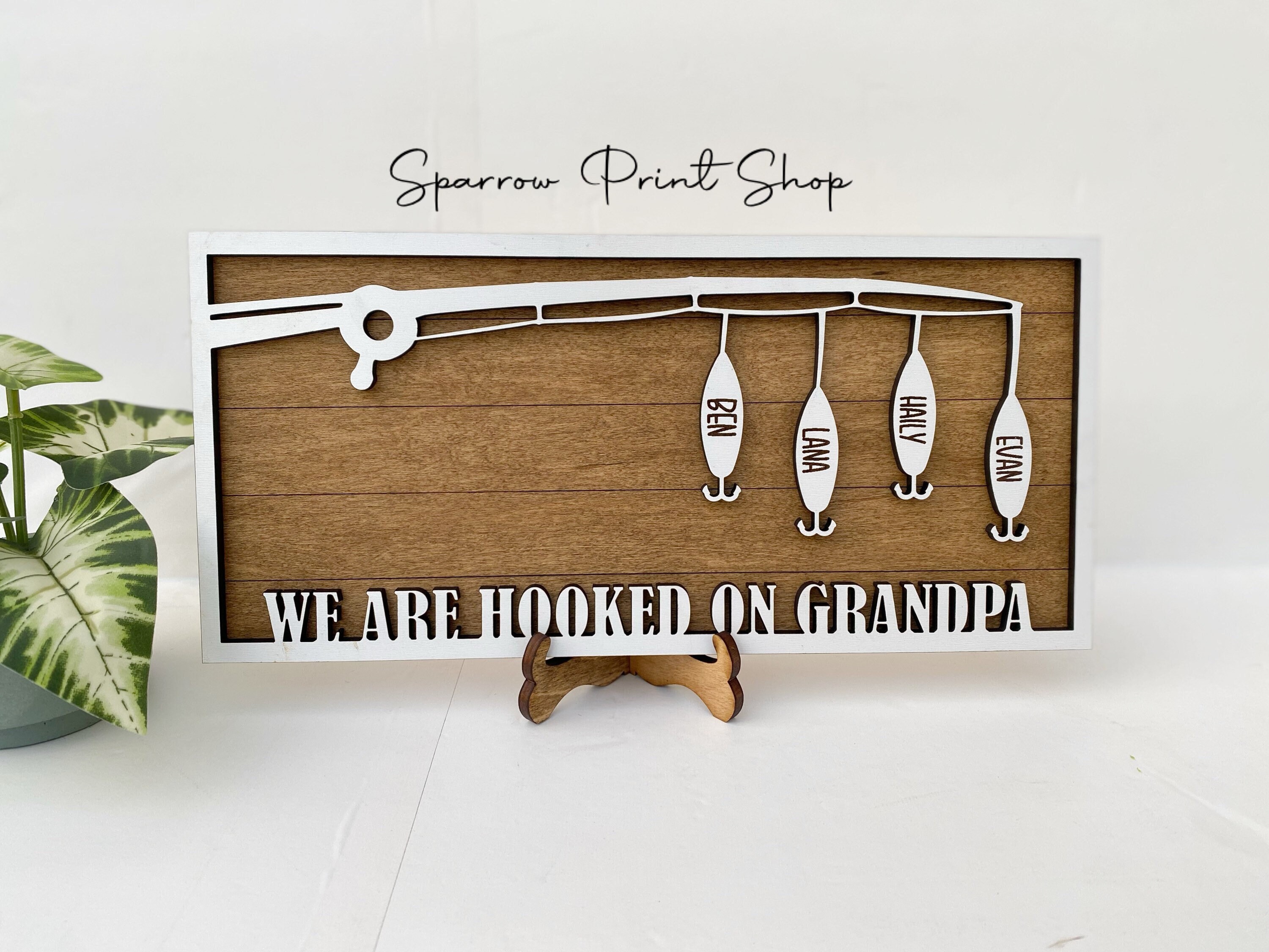 Hooked on Dad Papa Wooden Sign Hooked on Grandpa Wooden Sign - Etsy